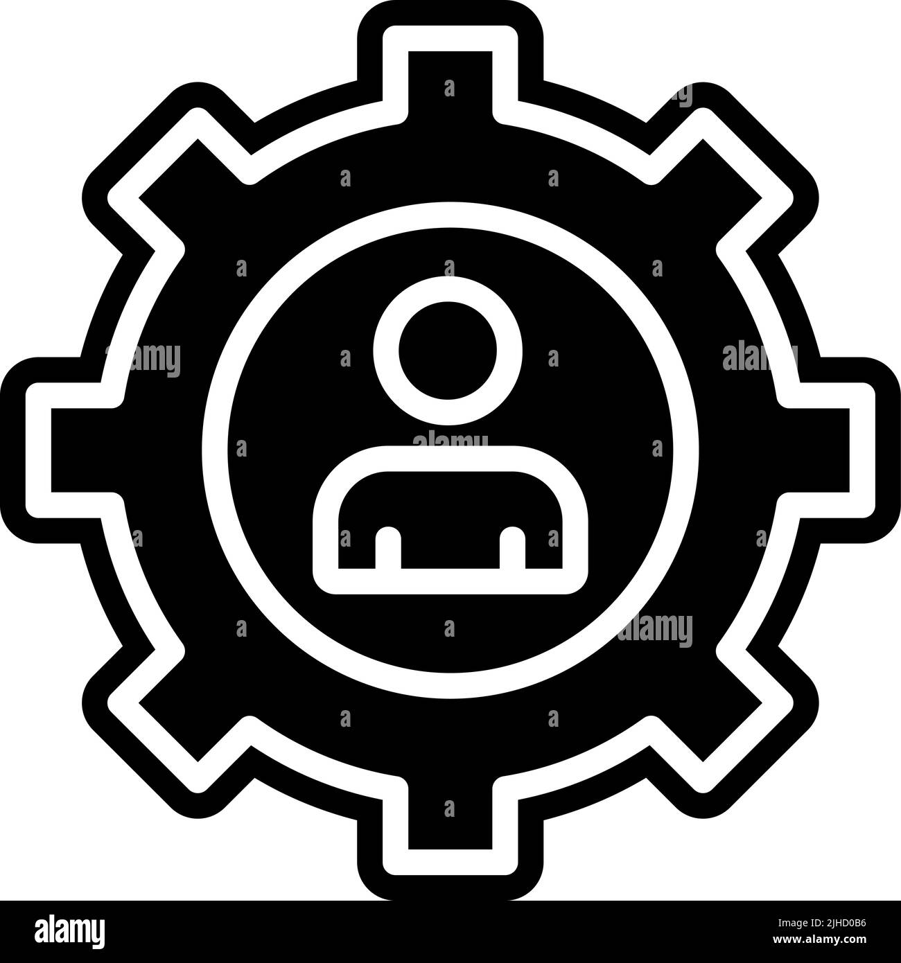 Gear wheel man cartoon icon Black and White Stock Photos & Images - Alamy