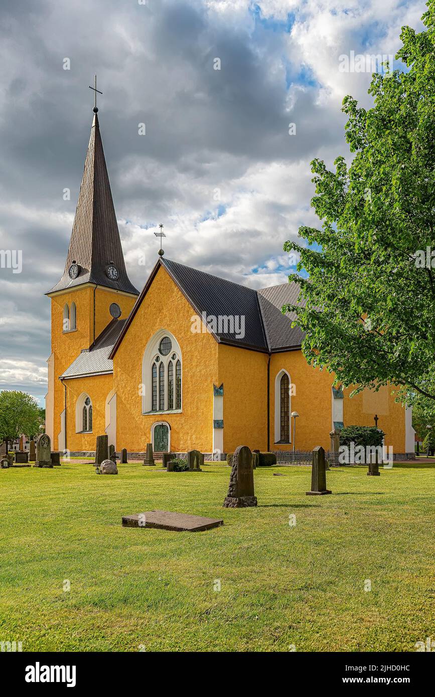 A vertical shot of the Broby Swedish Parish Church in Scania, Sweden ...