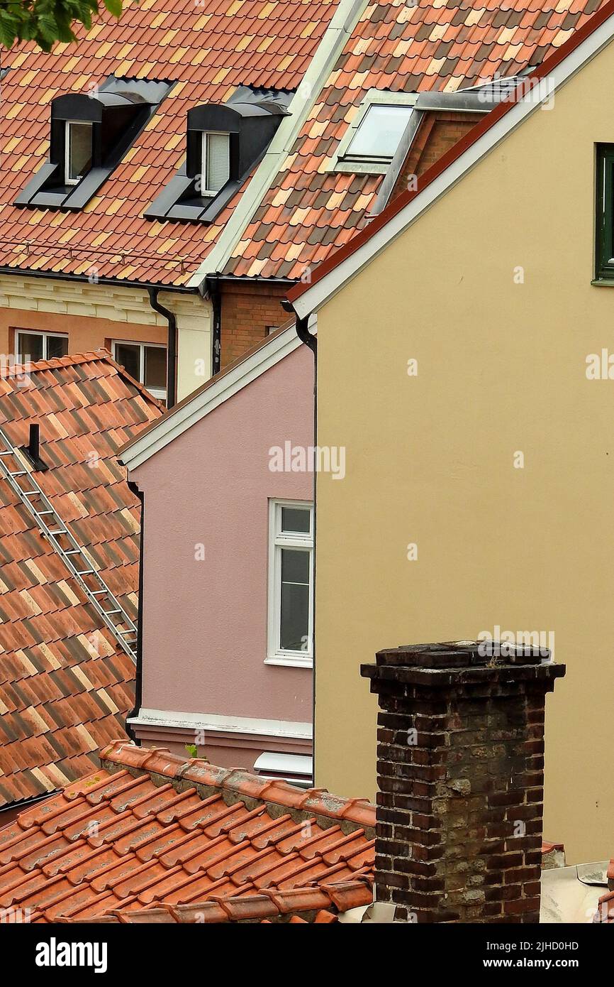 An elevated view of old rooftops in Helsingborg, Sweden Stock Photo - Alamy