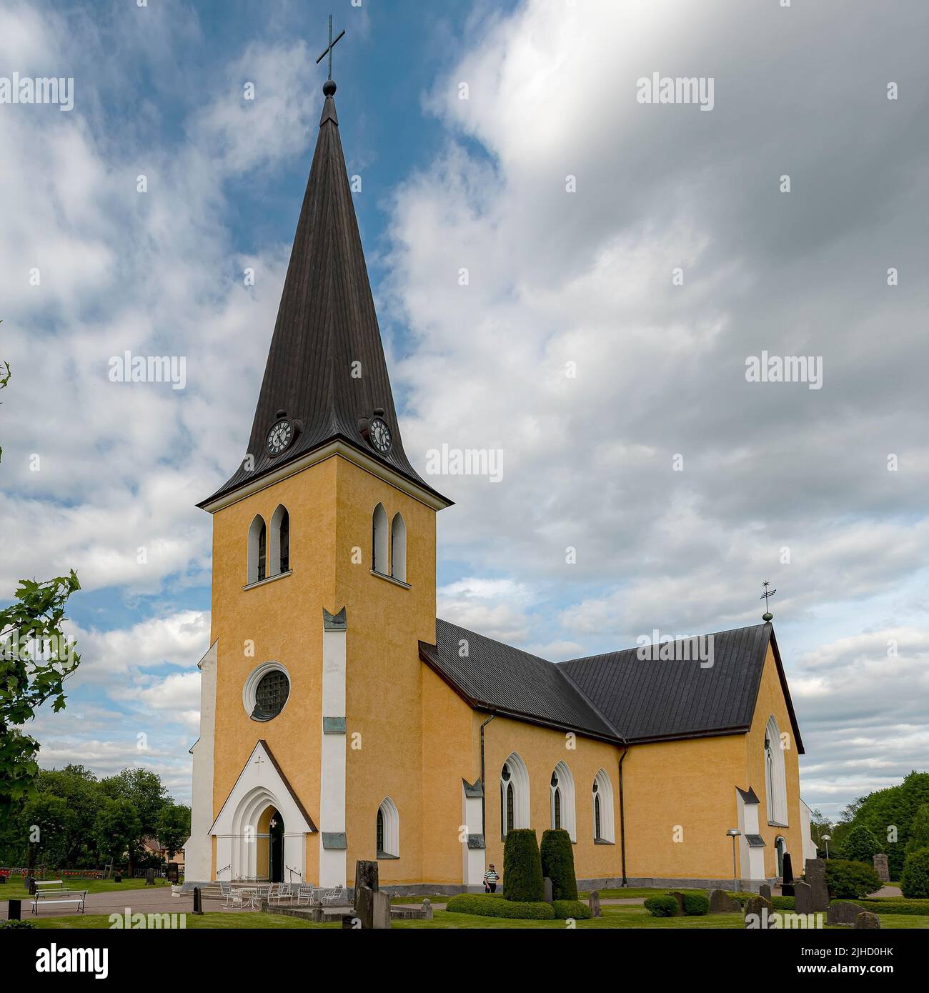 A vertical shot of the Broby Swedish Parish Church in Scania, Sweden ...