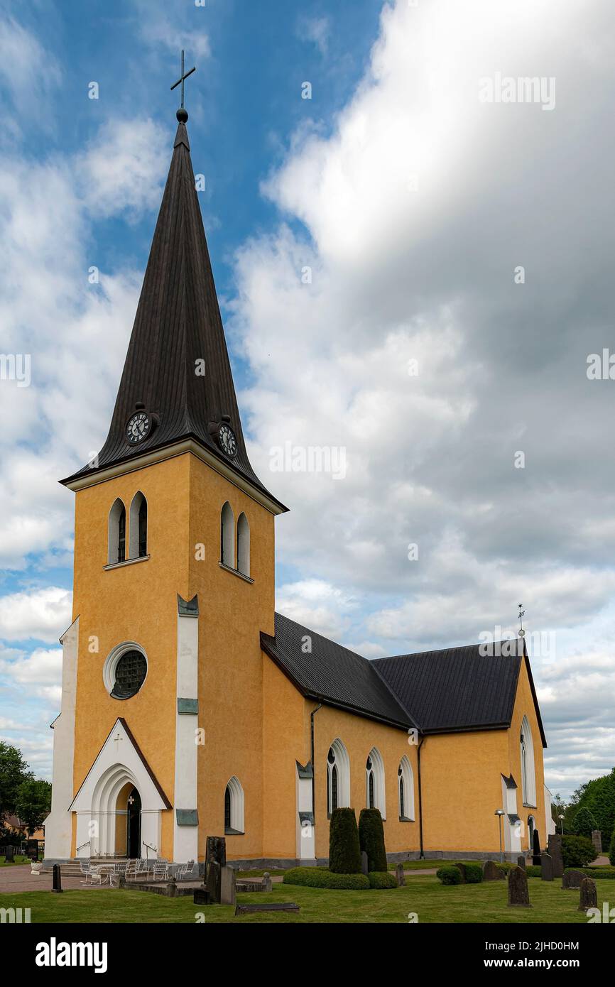 A vertical shot of the Broby Swedish Parish Church in Scania, Sweden ...