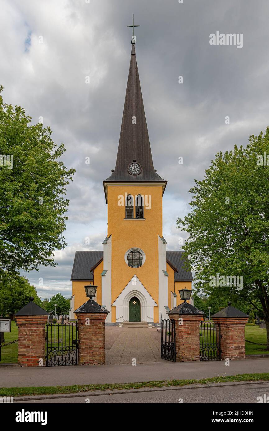 A vertical shot of the Broby Swedish Parish Church in Scania, Sweden ...