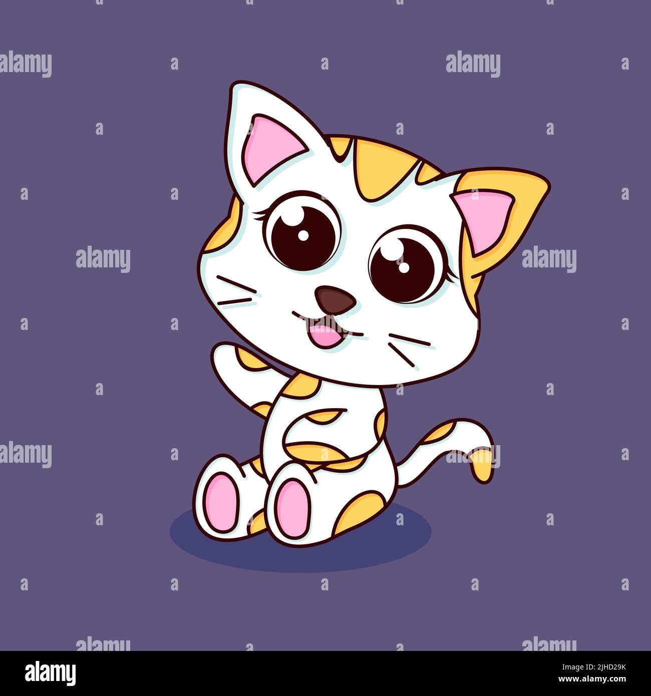 Cute baby cat icon illustration.flat cartoon style Stock Vector Image ...