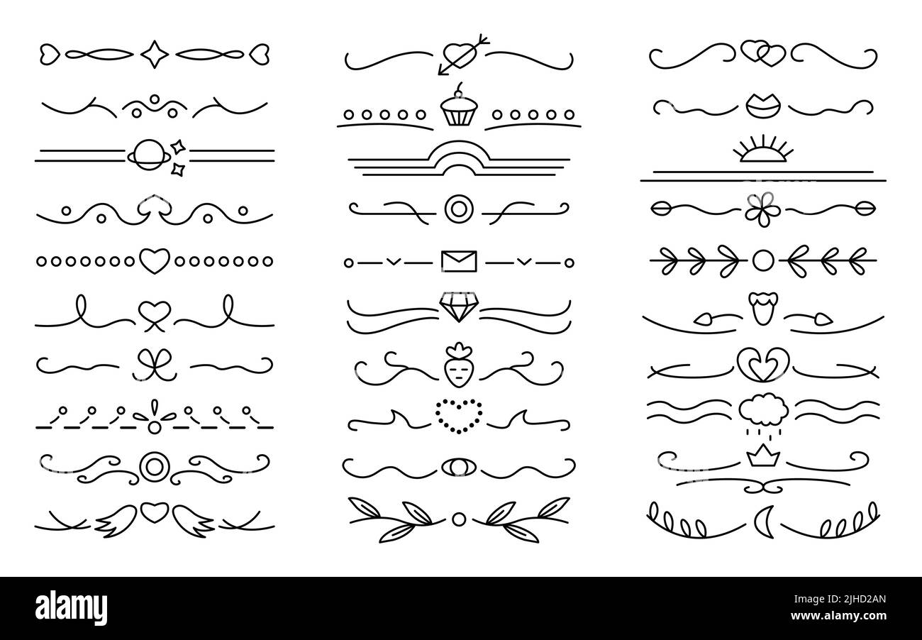 Calligraphic black line ornament set. Vintage ornaments, frames ...