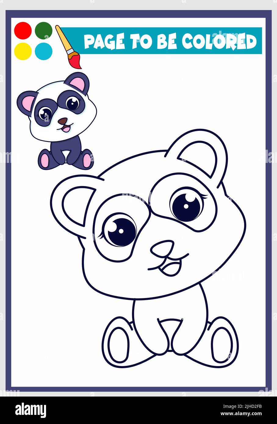 coloring book for kids with cute panda, Coloring template, Children's ...