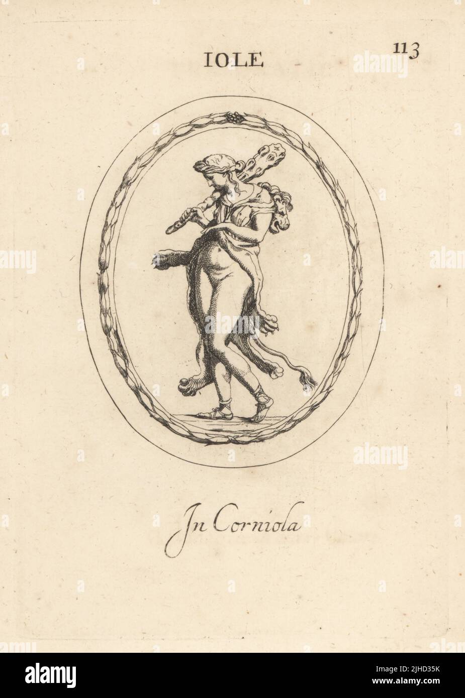 Iole wearing Heracles' Nemean lionskin and holding his club. In ...