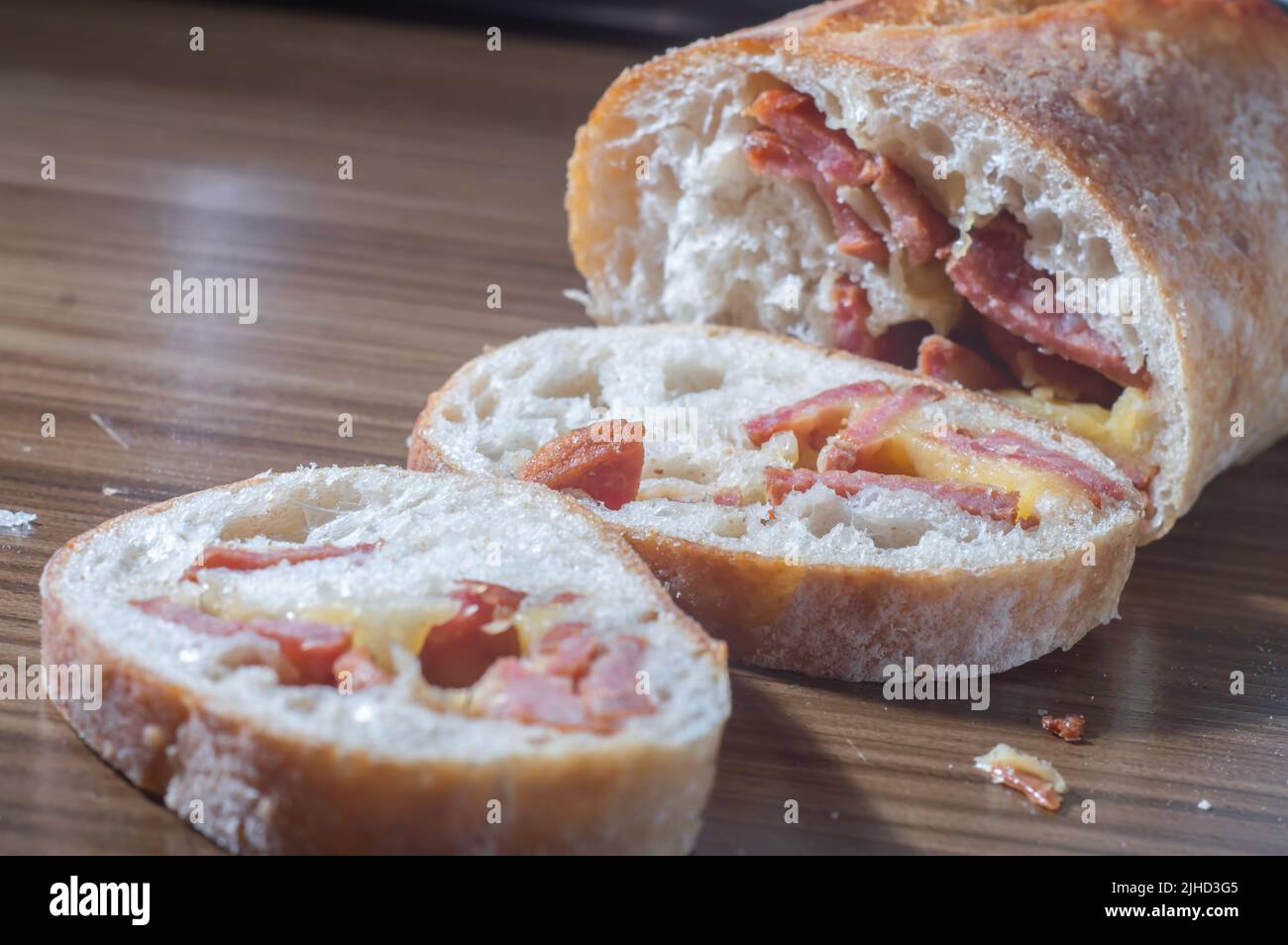Handmade bread with natural fermentation stuffed with calabrian sausage ...