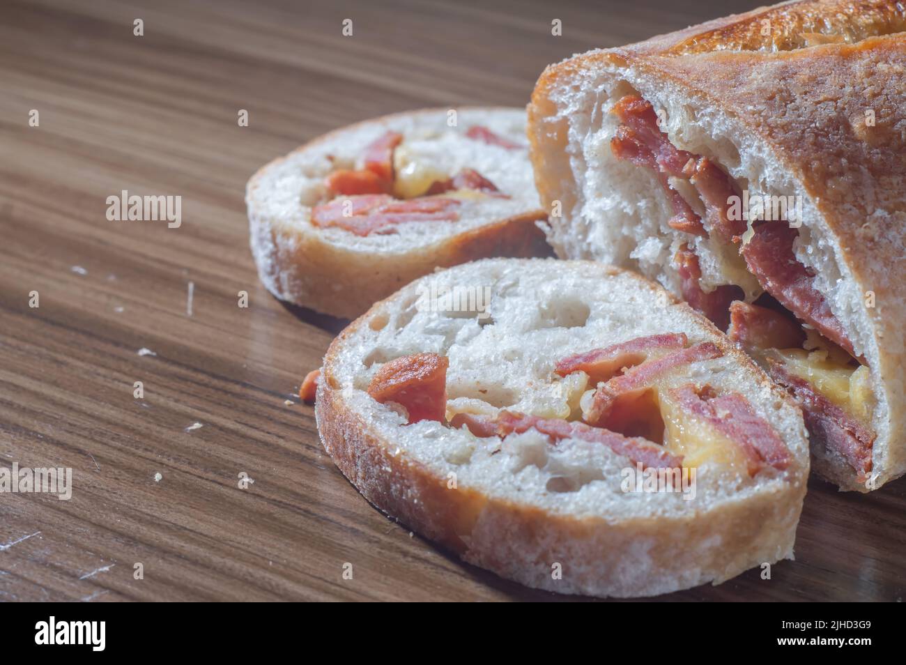 Handmade bread with natural fermentation stuffed with calabrian sausage ...