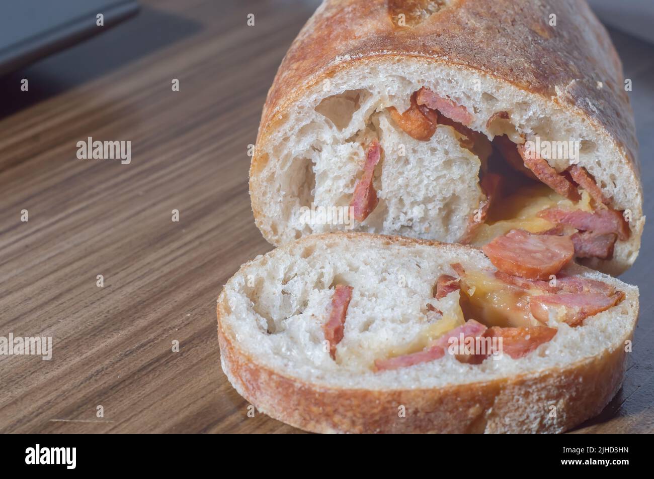 Handmade bread with natural fermentation stuffed with calabrian sausage ...
