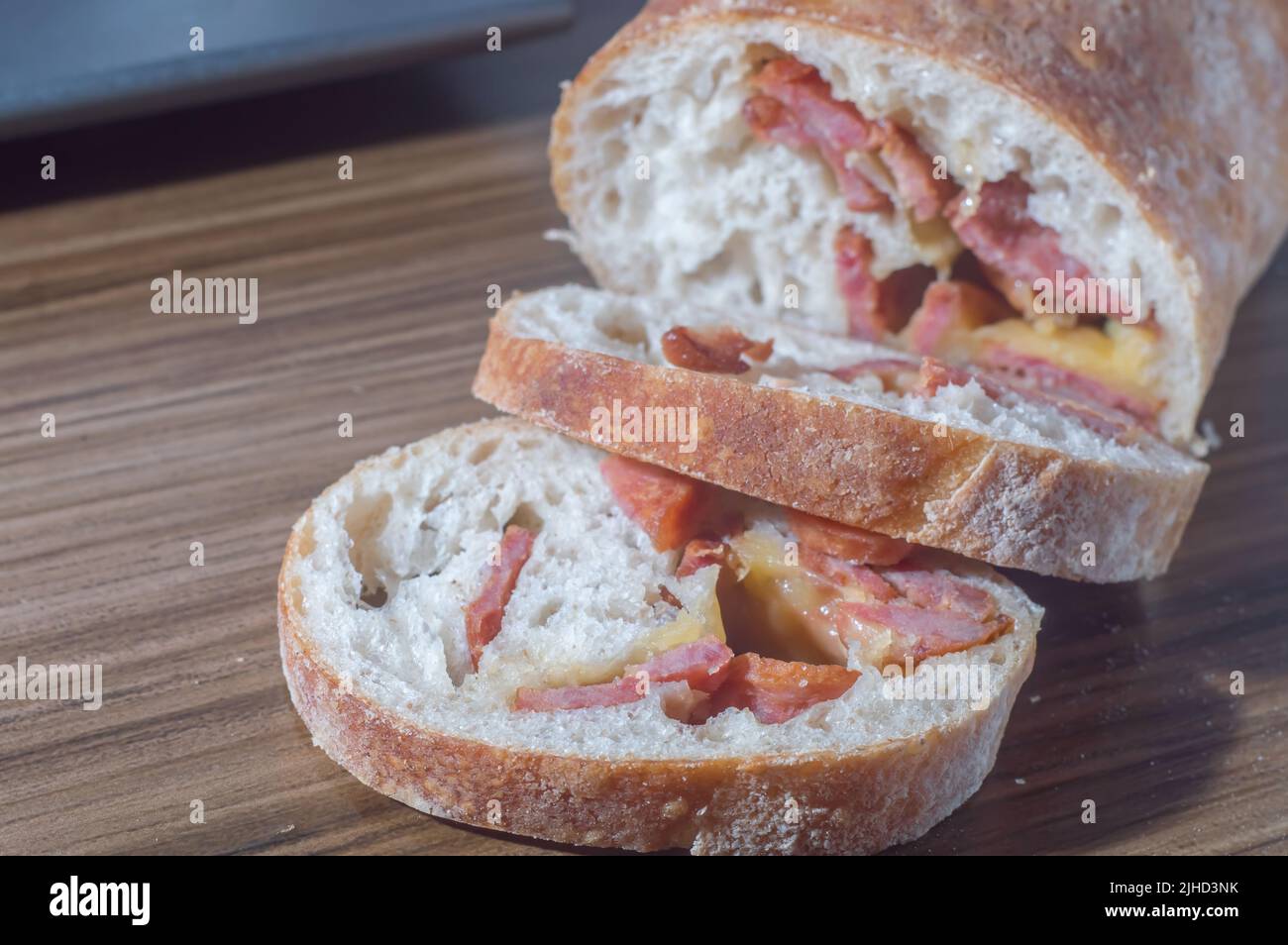 Handmade bread with natural fermentation stuffed with calabrian sausage ...