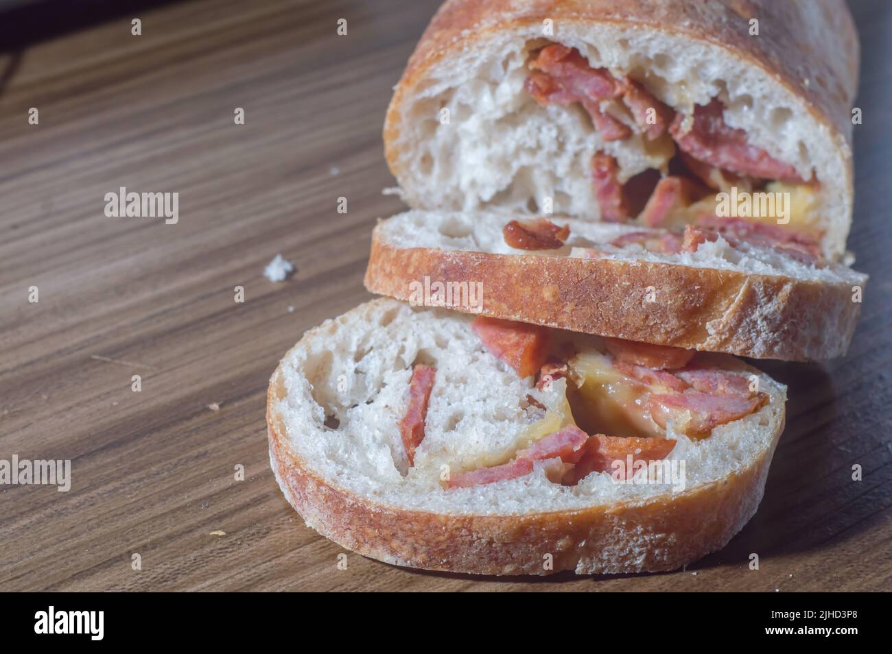 Handmade bread with natural fermentation stuffed with calabrian sausage ...