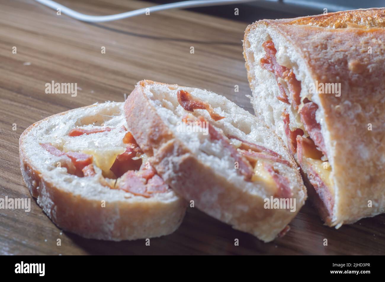 Handmade bread with natural fermentation stuffed with calabrian sausage ...