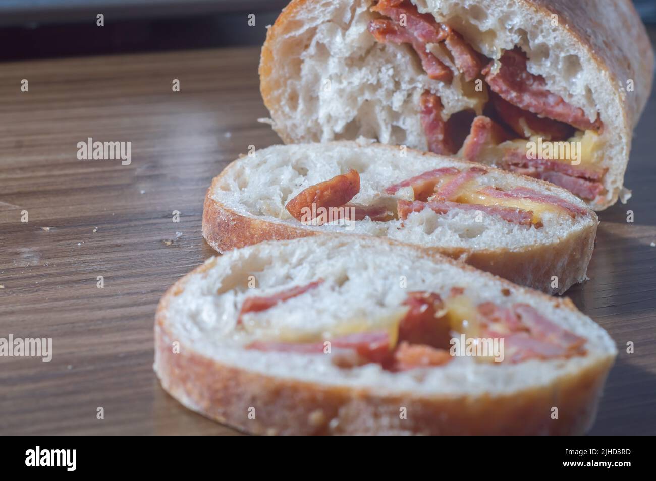 Handmade bread with natural fermentation stuffed with calabrian sausage ...