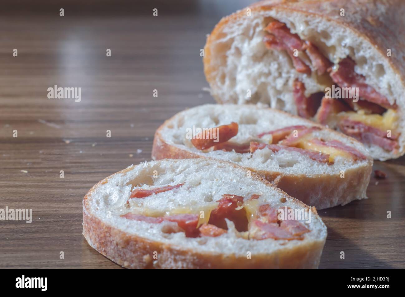 Handmade bread with natural fermentation stuffed with calabrian sausage ...