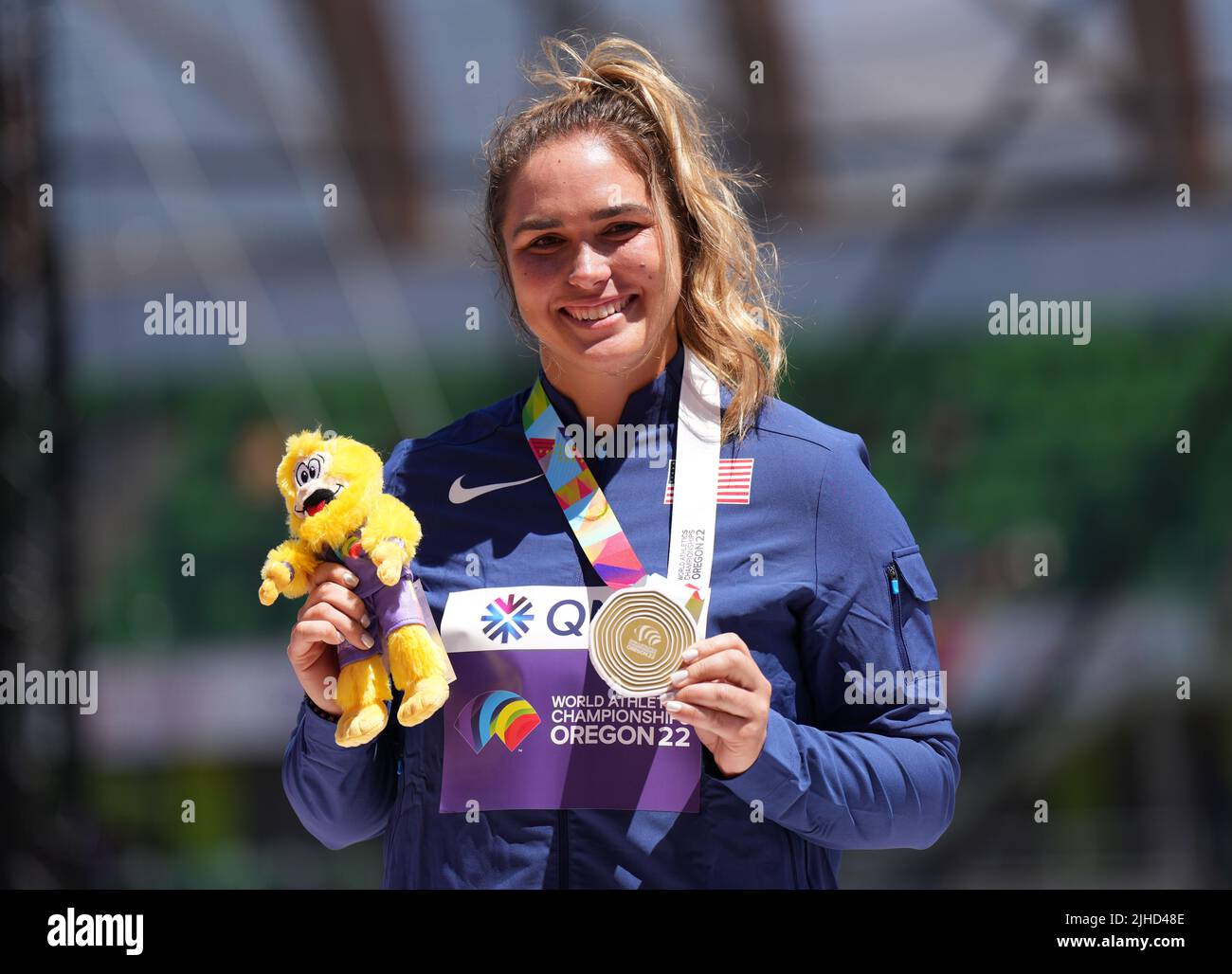 Eugene, USA. 17th July, 2022. Gold medalist Brooke Andersen of the ...