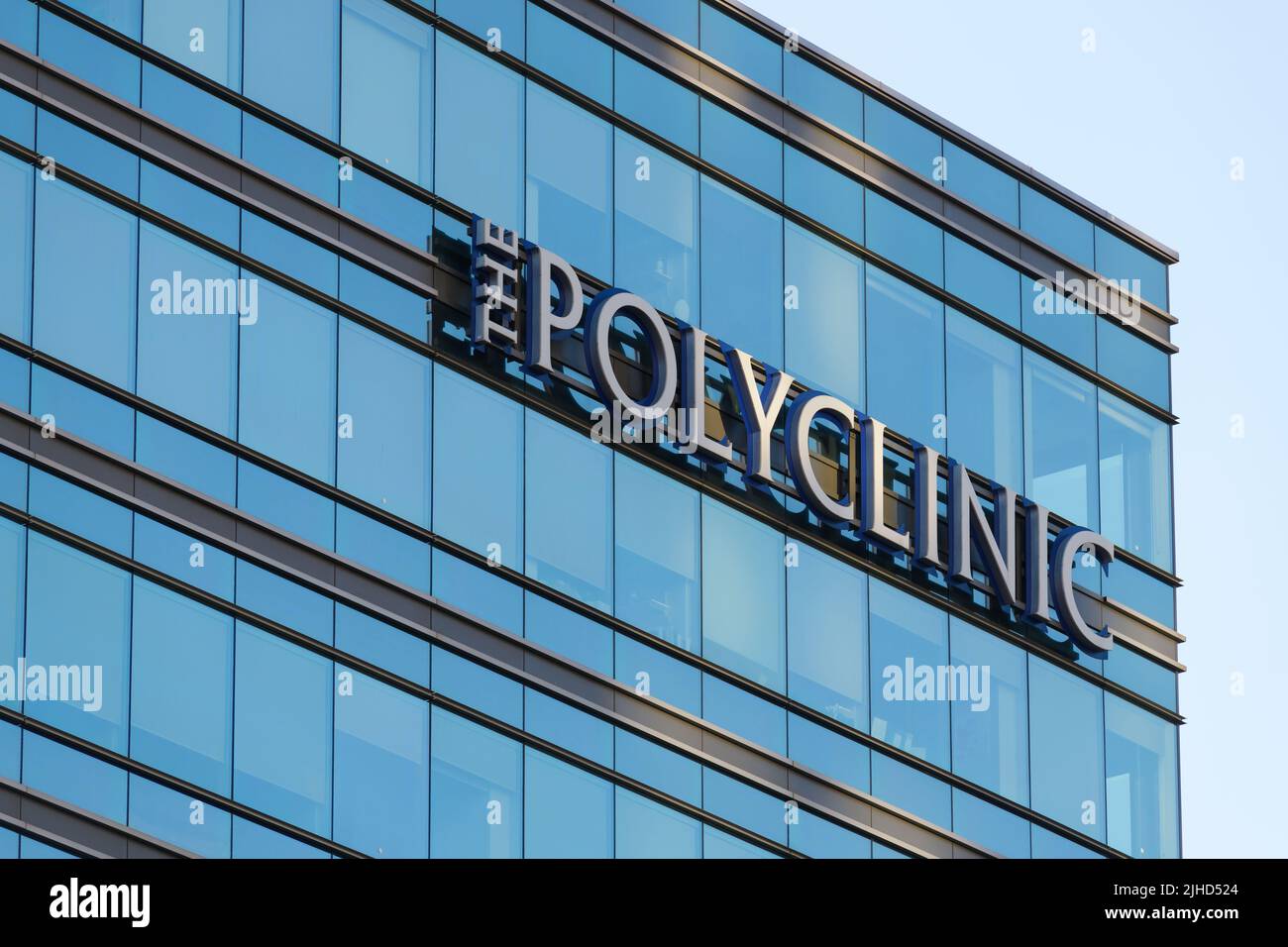 Seattle - July 09, 2022; Sign for The Polyclinic in downtown Seattle on ...