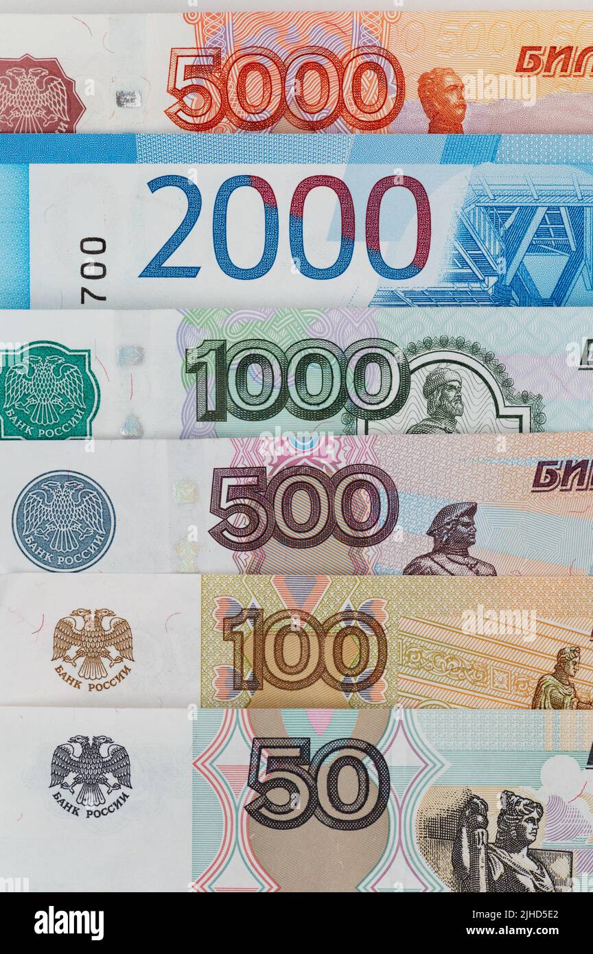 Russian rubles background. Money background and texture. Banknotes of ...