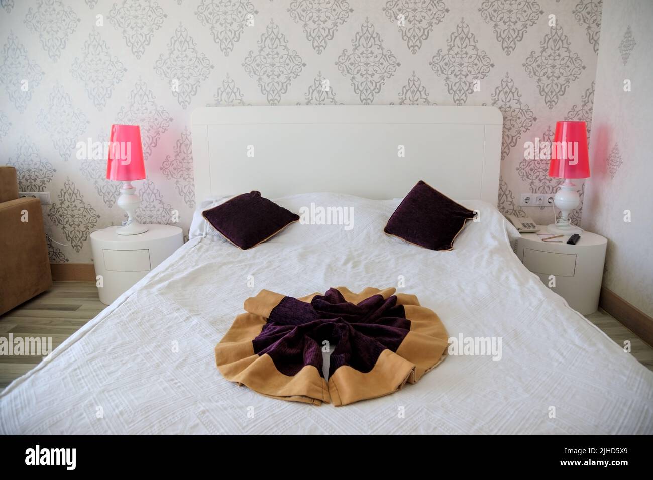 made white bed in art deco turkish hotel room, sleep mask on pillow6 ...