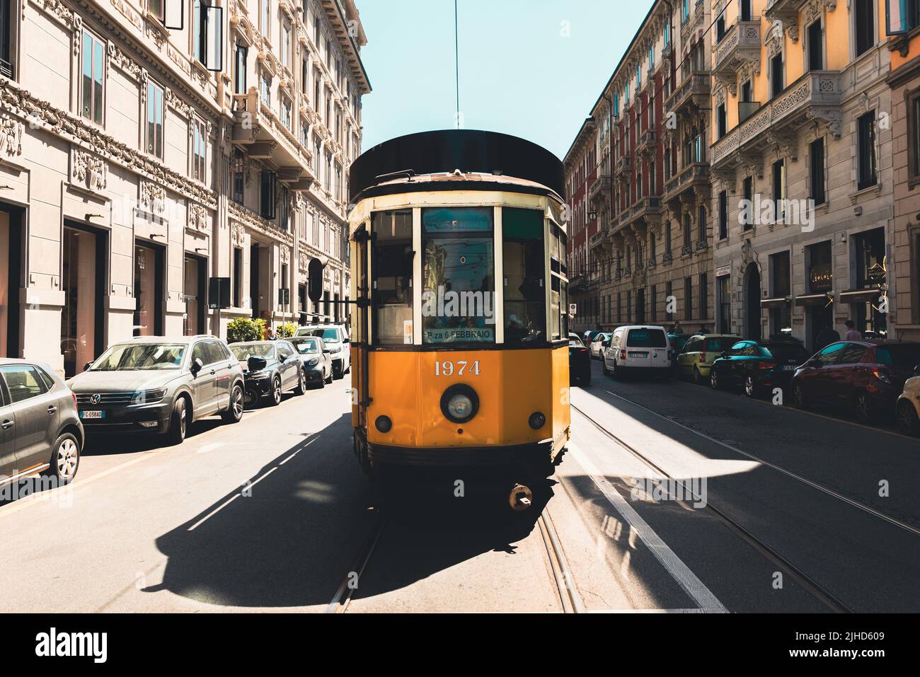 Cable car in milan Stock Photo - Alamy
