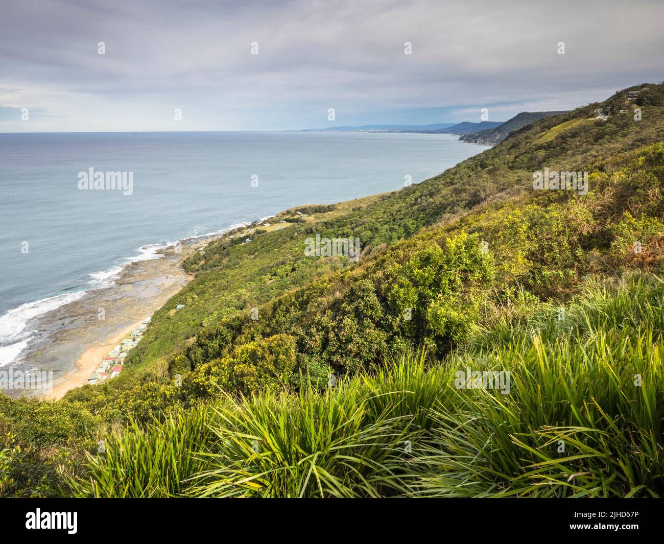 Werrong Beach and the headlands of the Illawarra Escarpment stretch out ...