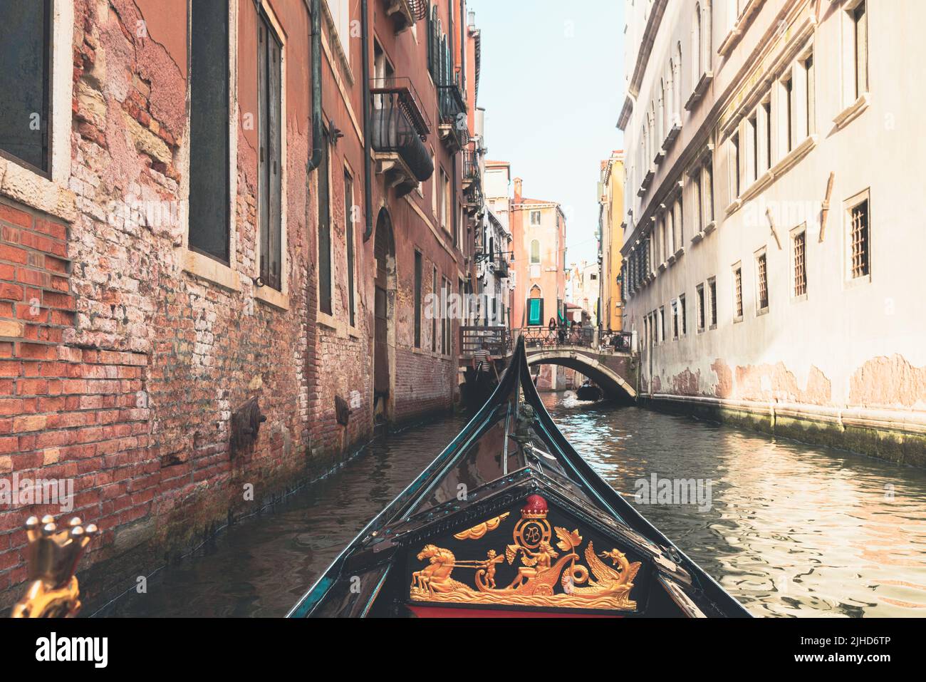 Venice canals from gondola's perspective Stock Photo - Alamy