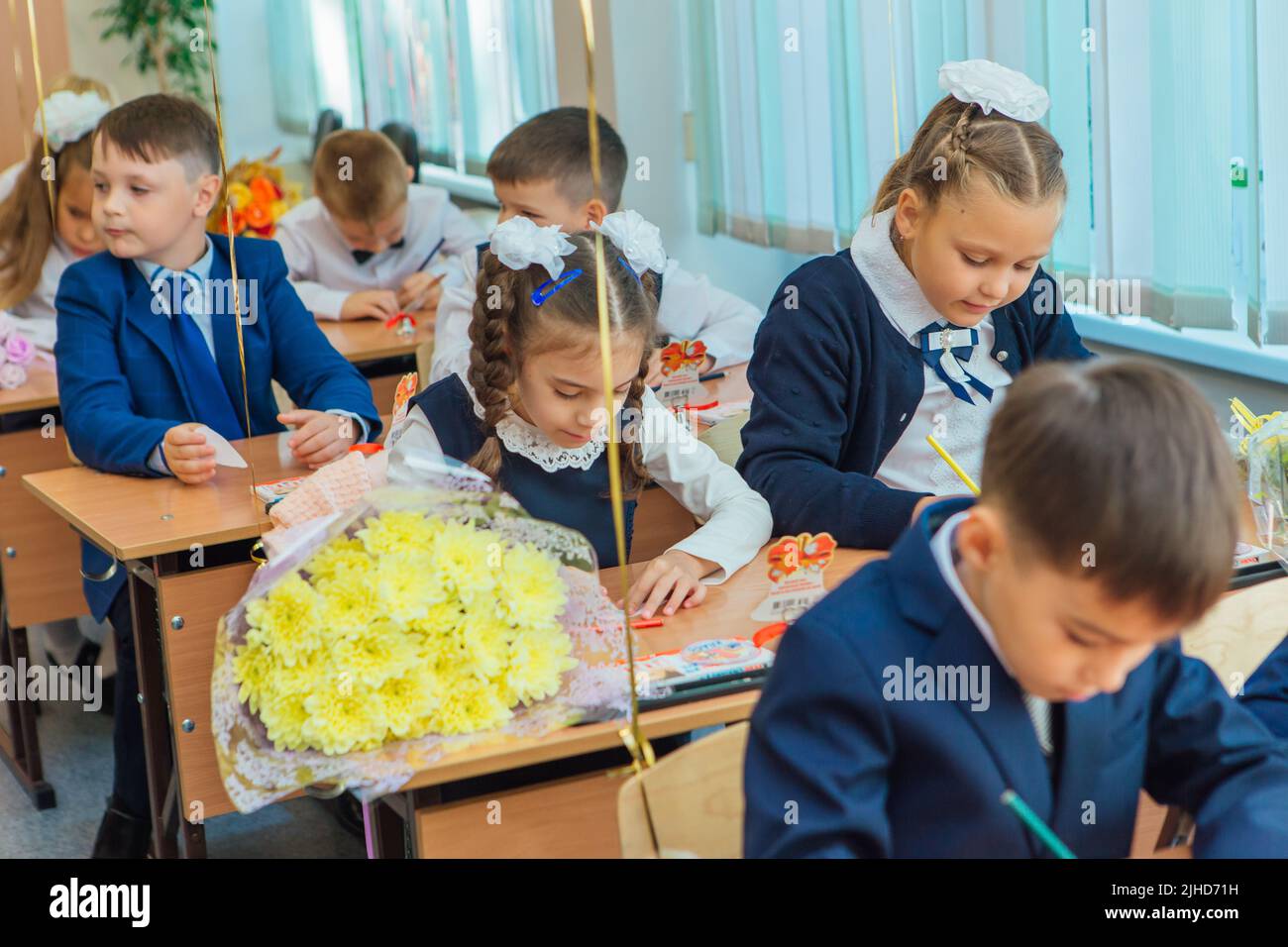 NOVOKUZNETSK, KEMEROVO REGION, RUSSIA - SEP, 1, 2021: First-grade ...
