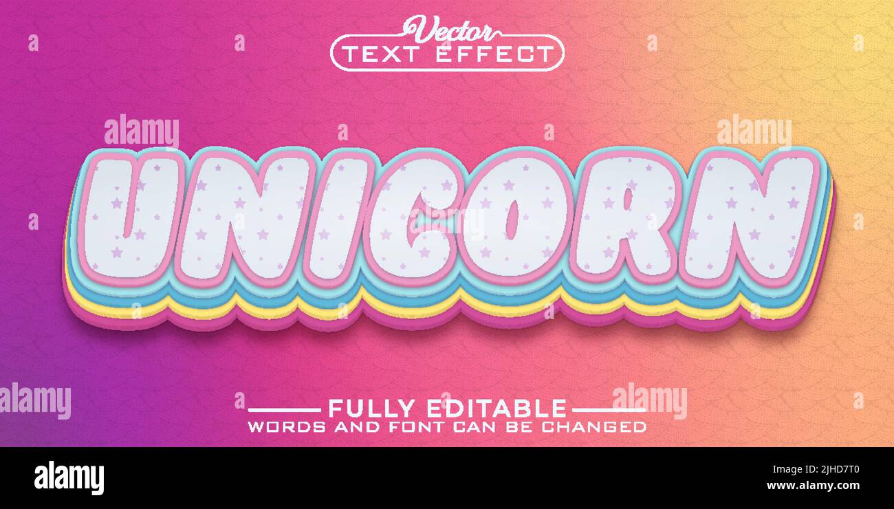 Unicorn Editable Text Effect Template Stock Vector Image & Art - Alamy