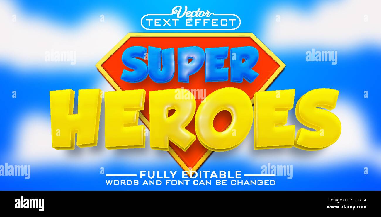 Cartoon Super Heroes Vector Editable Text Effect Template Stock Vector ...
