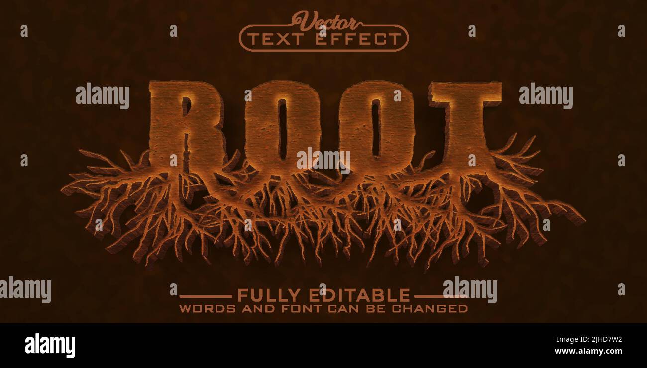 Brown Root Vector Editable Text Effect Template Stock Vector Image ...