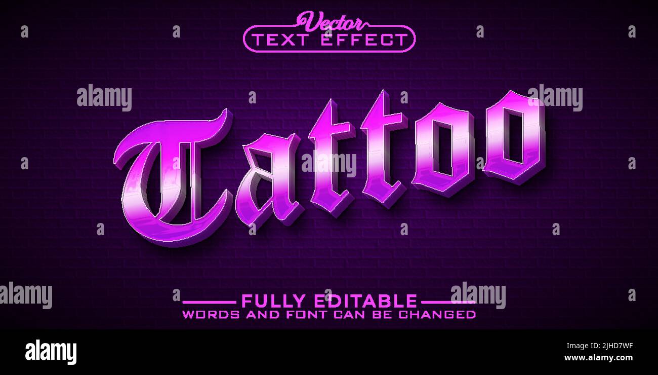 Medieval Pink Tattoo Editable Text Effect Template Stock Vector Image ...