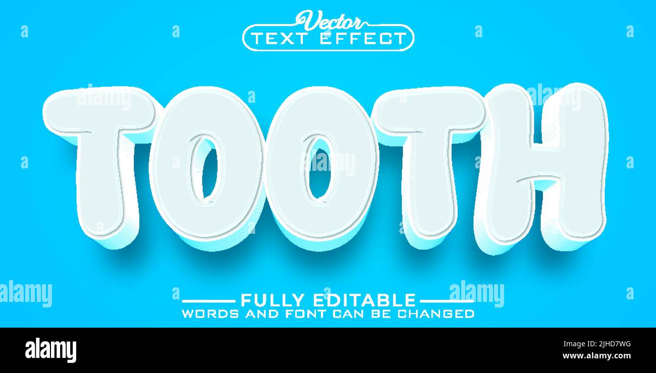 Cartoon White Tooth Editable Text Effect Template Stock Vector Image ...