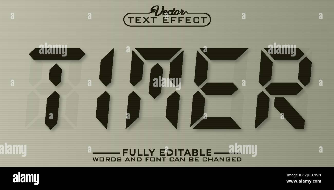 Digital Clock Timer Vector Editable Text Effect Template Stock Vector ...
