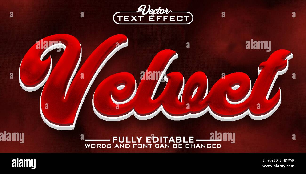 Red Velvet Fabric Vector Editable Text Effect Template Stock Vector ...