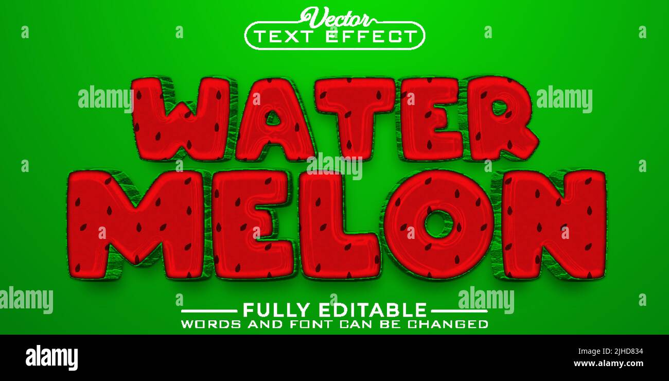 Cartoon Watermelon Editable Text Effect Template Stock Vector Image ...