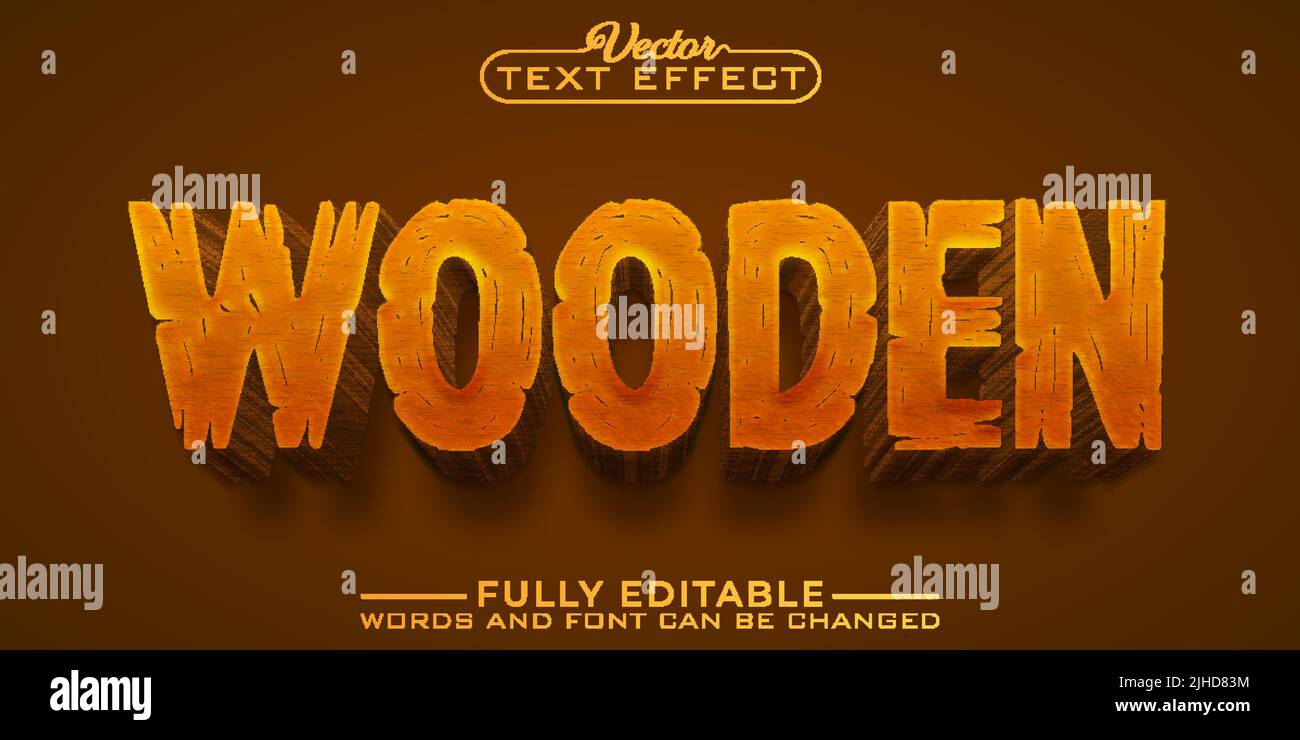 Brown Wooden Editable Text Effect Template Stock Vector Image & Art - Alamy