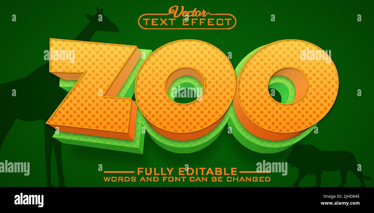Cartoon Orange Zoo Vector Editable Text Effect Template Stock Vector ...