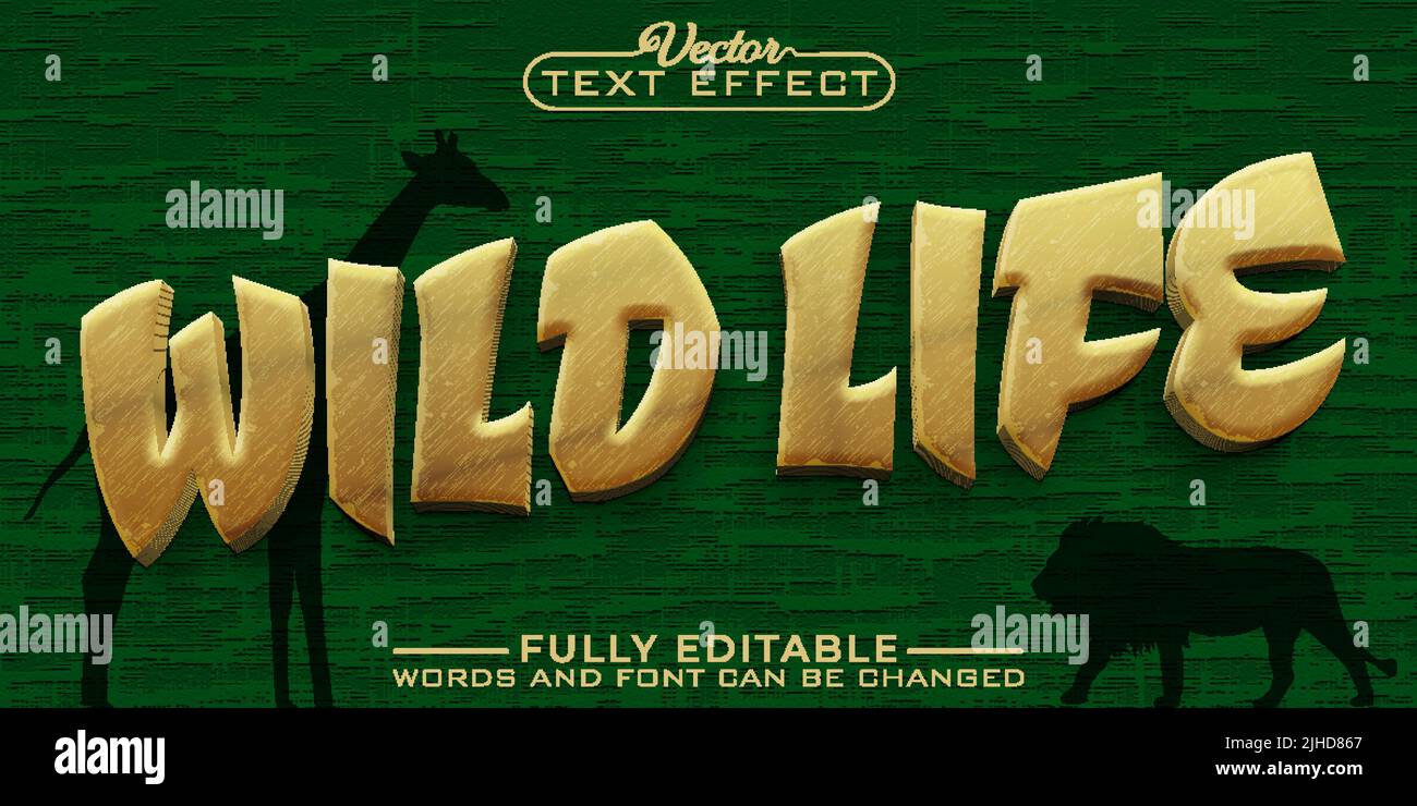 Cartoon Wild Life Vector Editable Text Effect Template Stock Vector ...
