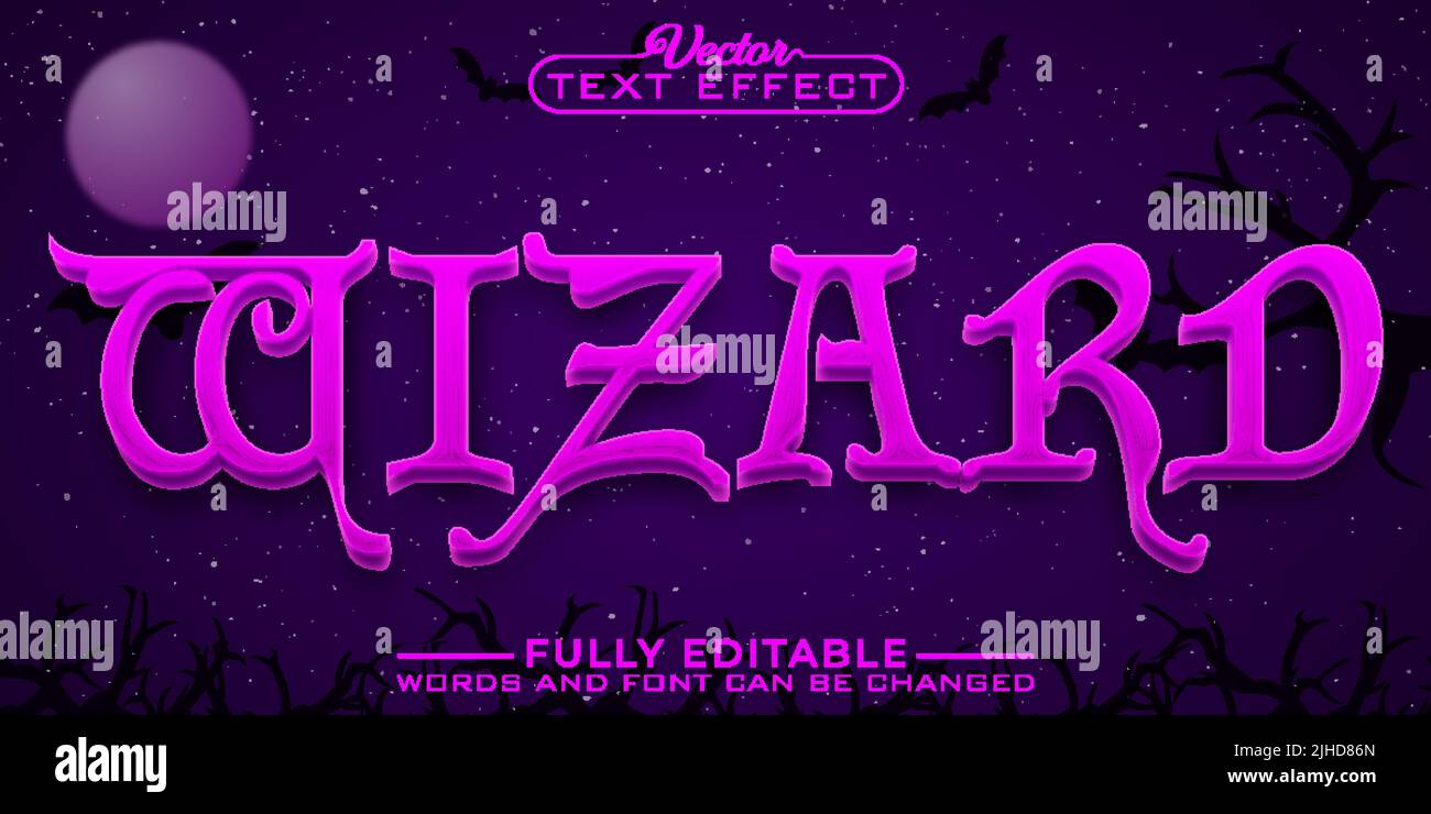 Mystic Purple Wizard Vector Editable Text Effect Template Stock Vector ...