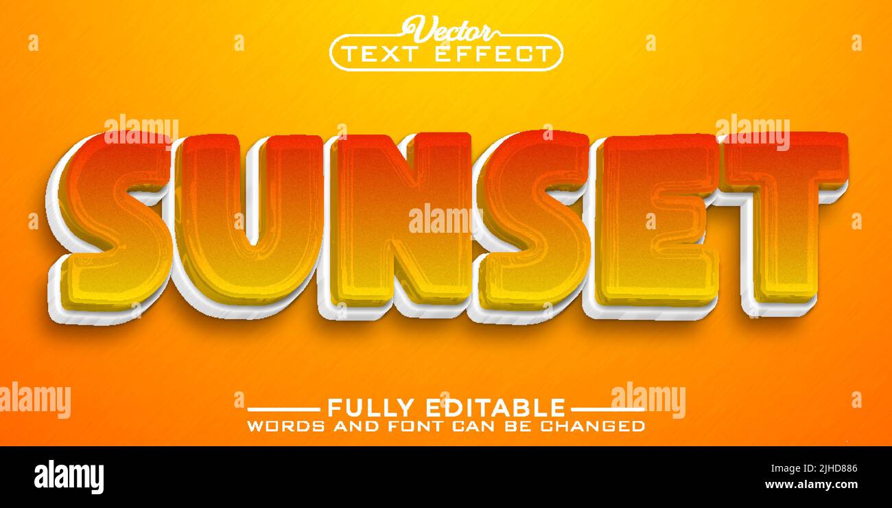 Orange Sunset Editable Text Effect Template Stock Vector Image & Art ...