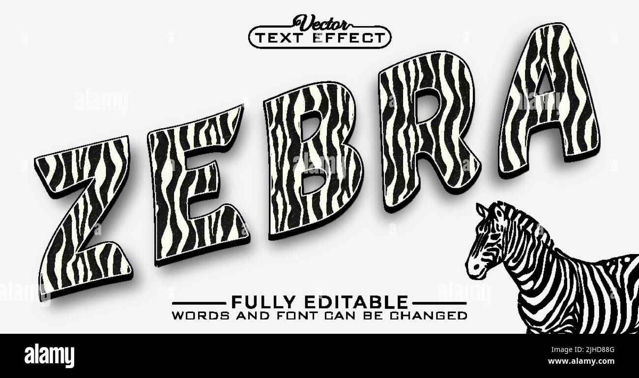 Cartoon Zebra Skin Vector Editable Text Effect Template Stock Vector ...