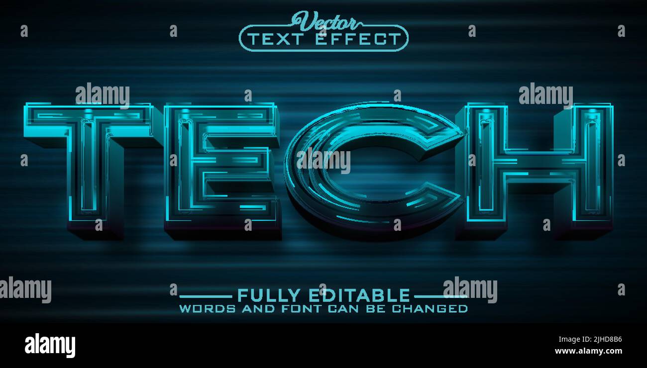 Dark Turquoise Tech Vector Editable Text Effect Template Stock Vector ...