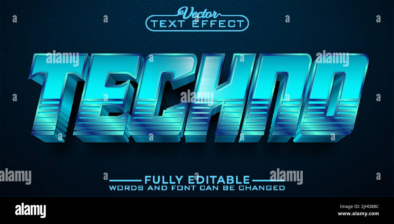 Blue Techno Gaming Editable Text Effect Template Stock Vector Image ...