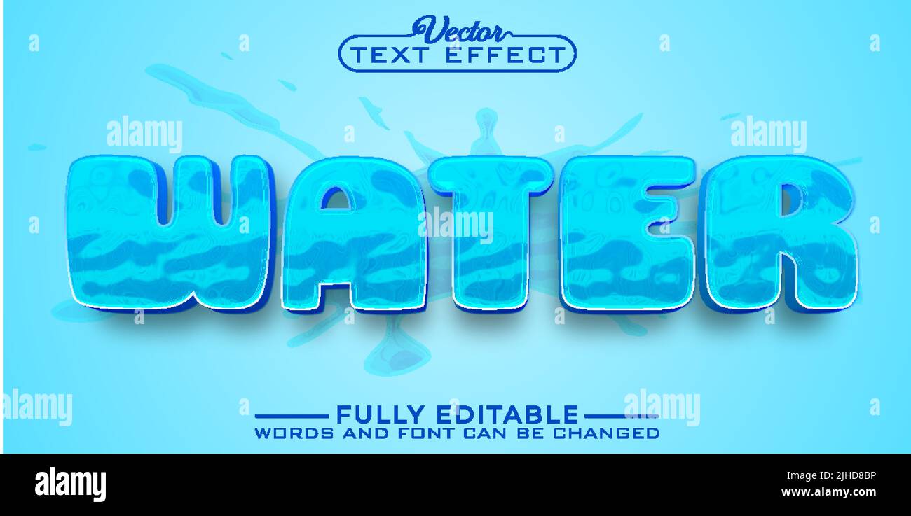 Cartoon Blue Water Vector Editable Text Effect Template Stock Vector ...