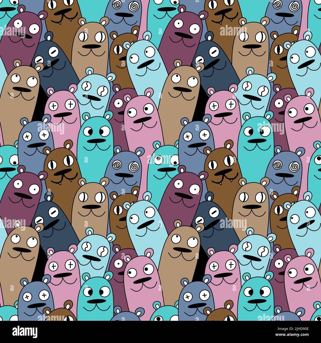 Halloween seamless cartoon bear monsters pattern for wrapping paper and ...