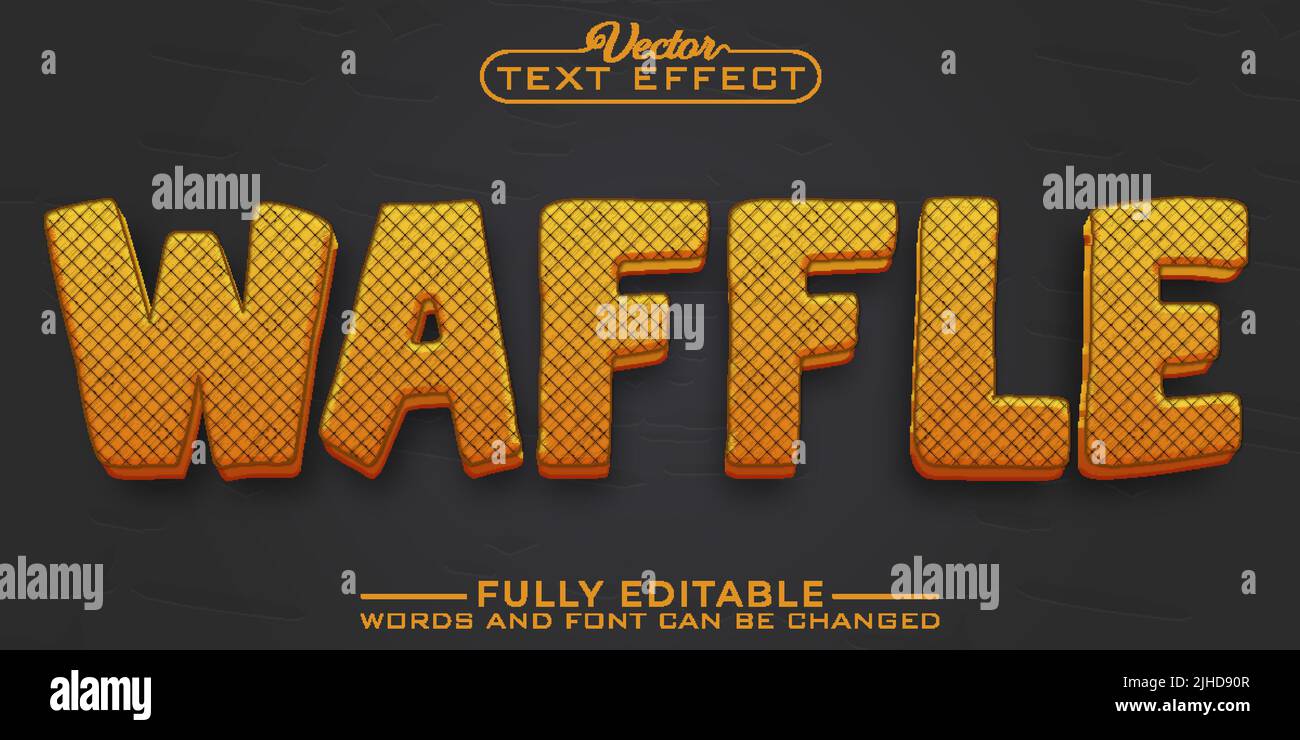 Cartoon Waffle Food Editable Vector Text Effect Template Stock Vector ...
