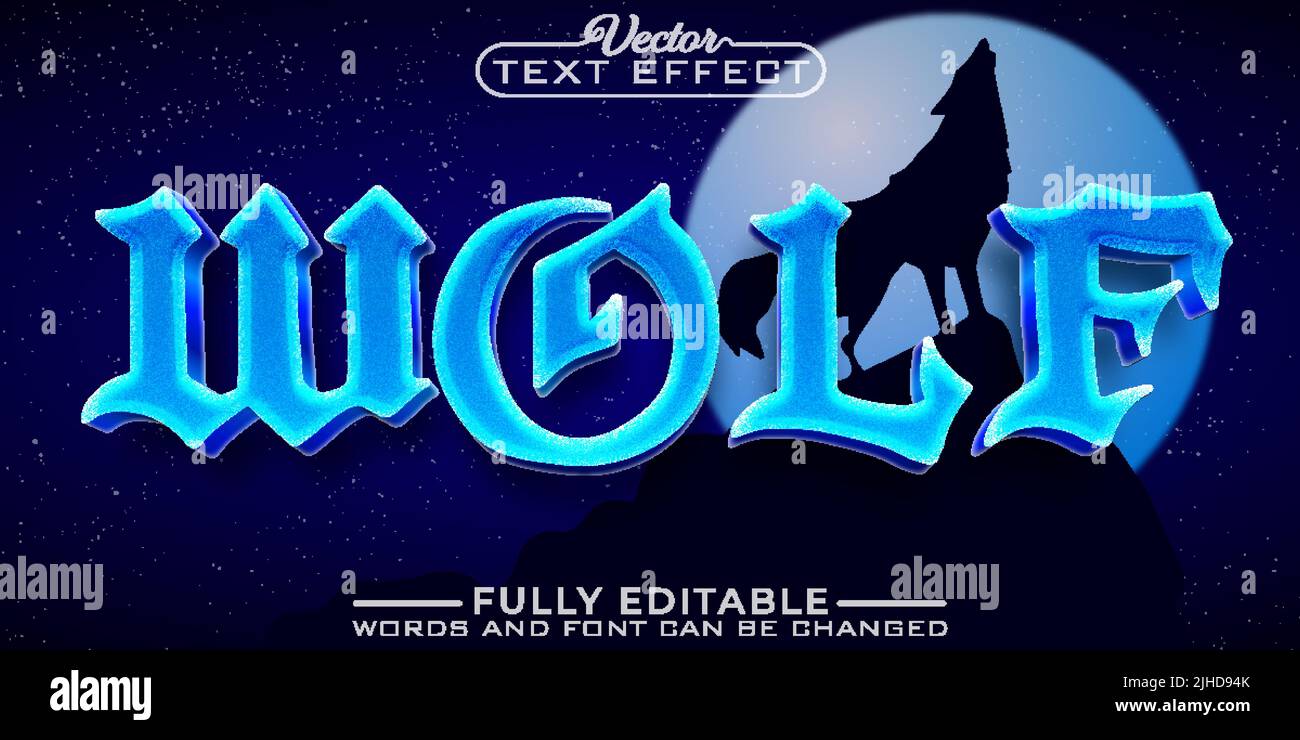 Cartoon Wolf Editable Vector Text Effect Template Stock Vector Image ...