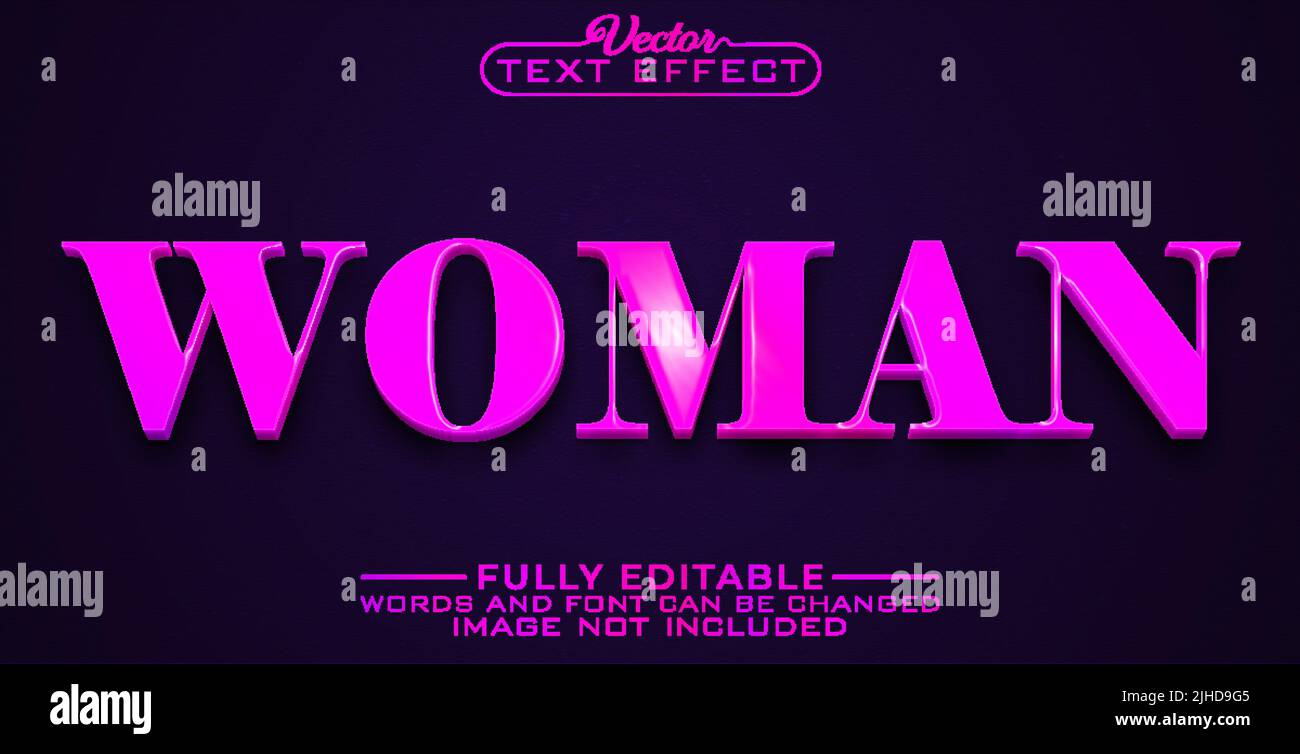 Purple Woman Editable Vector Text Effect Template Stock Vector Image ...