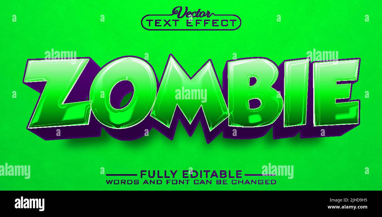 Cartoon Zombie Editable Vector Text Effect Template Stock Vector Image ...