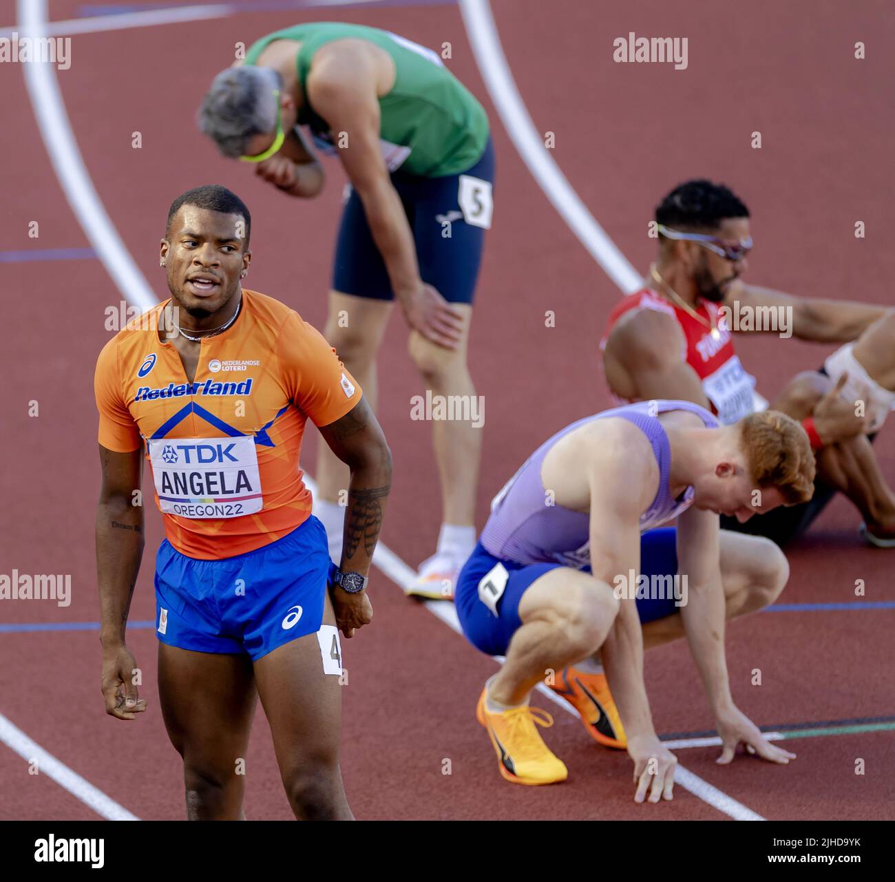 EUGENE - Ramsey Angela in action during the 400m hurdles on the third ...