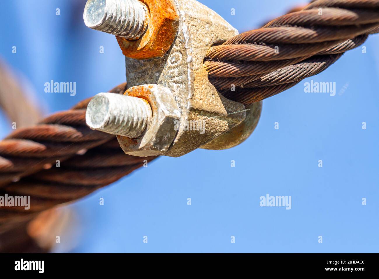 Close up Nuts and bolts used to connect and collect steel ropes, large ...